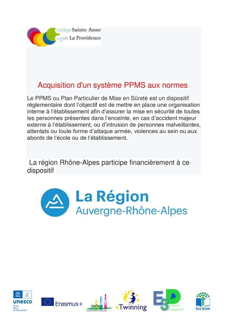 Un système PPMS aux normes - Collège - Lycée | Sainte-Anne - La ...