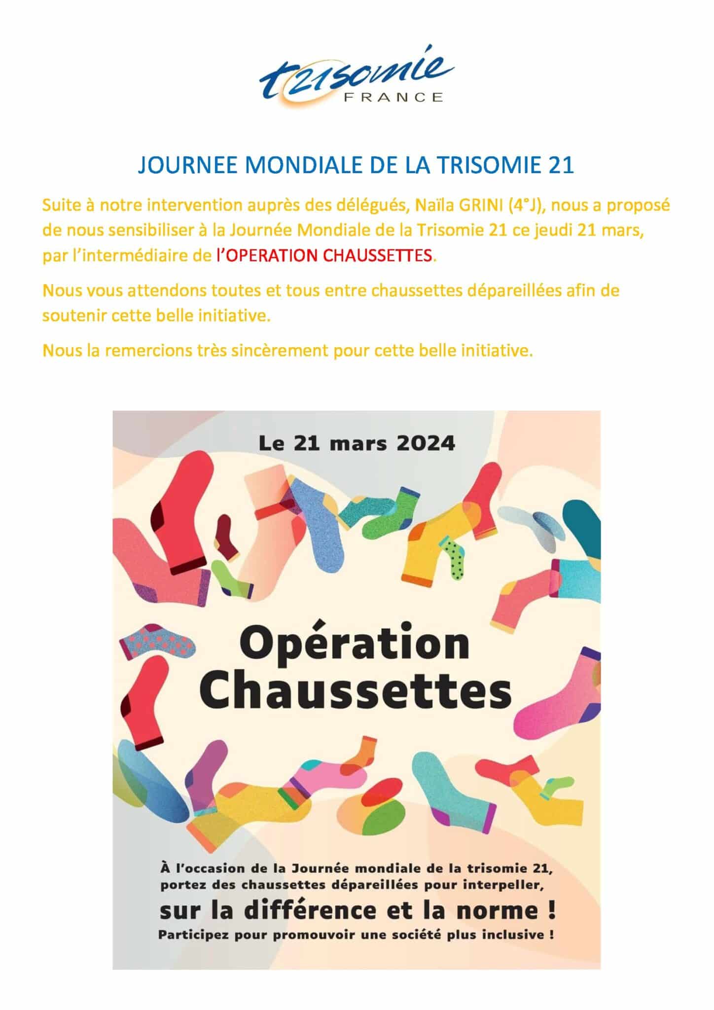 Journée Mondiale de la Trisomie 21 : belle initiative de Naïla ... Journée Mondiale de la Trisomie 21 : belle initiative de Naïla ...